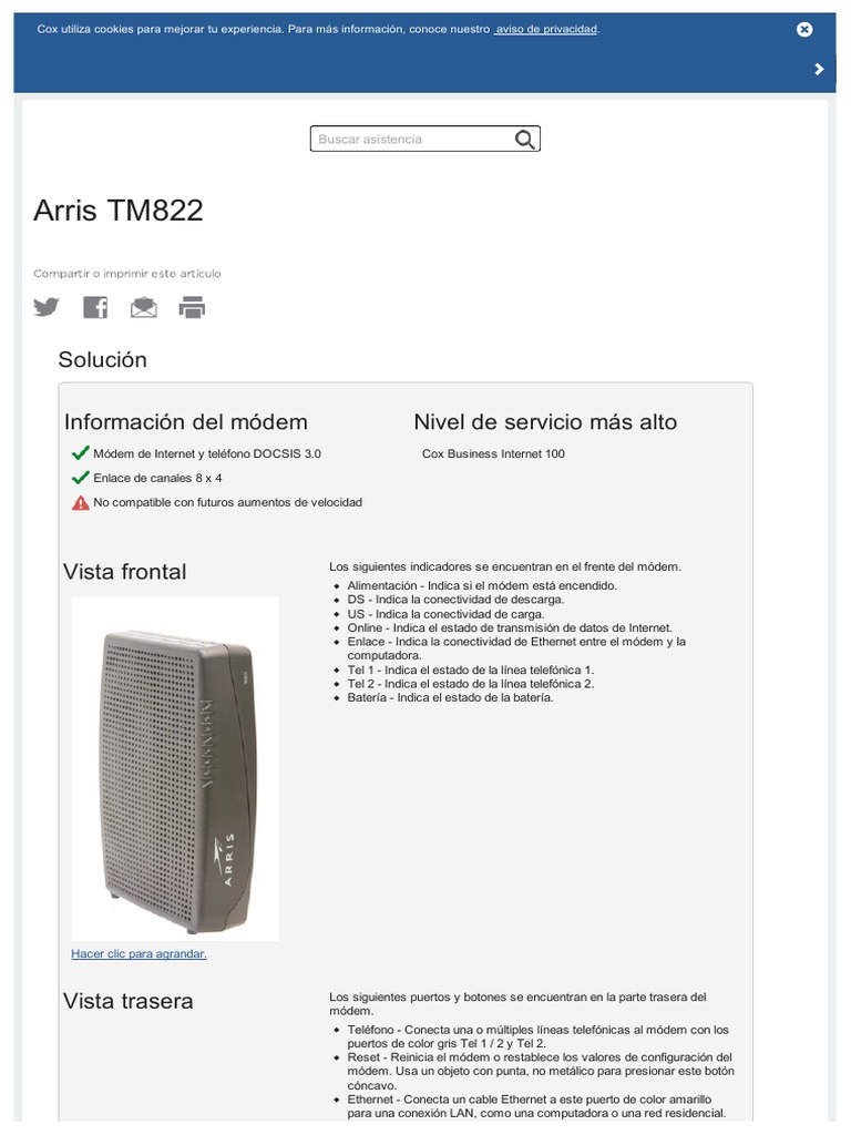 Arris-Tm822 HTML | PDF | Módem | Internet