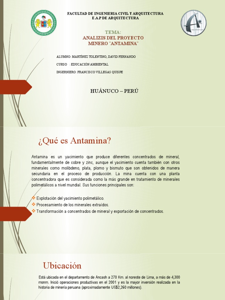 Análisis del Proyecto Minero Antamina | PDF | Minería | Materiales