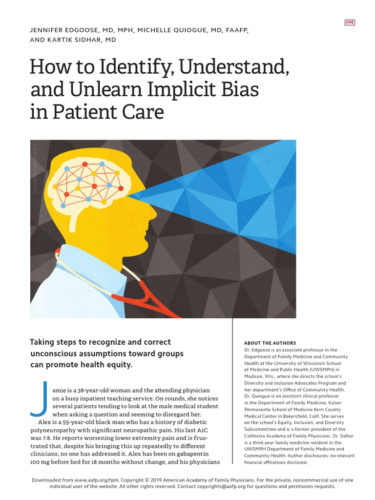 How To Identify, Understand, and Unlearn Implicit Bias in Patient Care ...