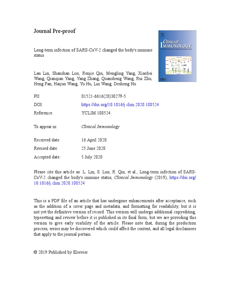 Journal Pre-Proof: Clinical Immunology | PDF | T Helper Cell ...