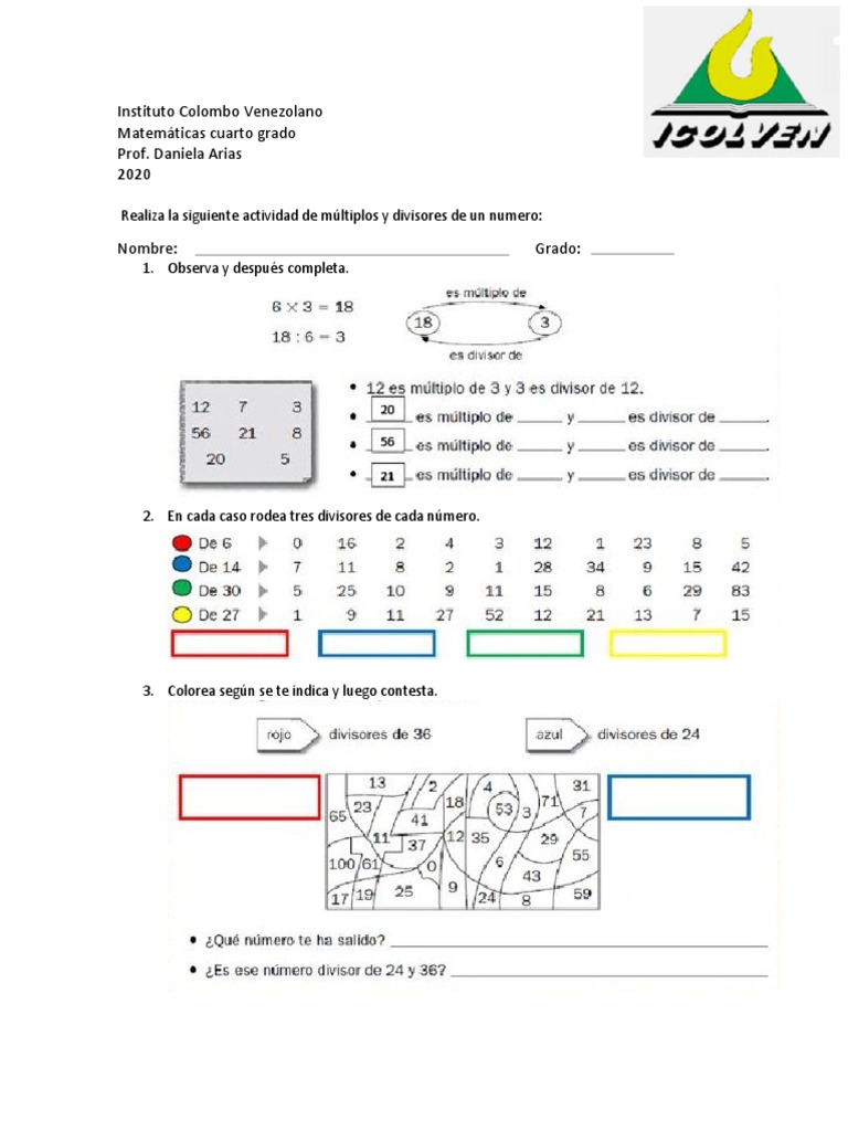 Actividades de Múltiplos y Divisores | PDF