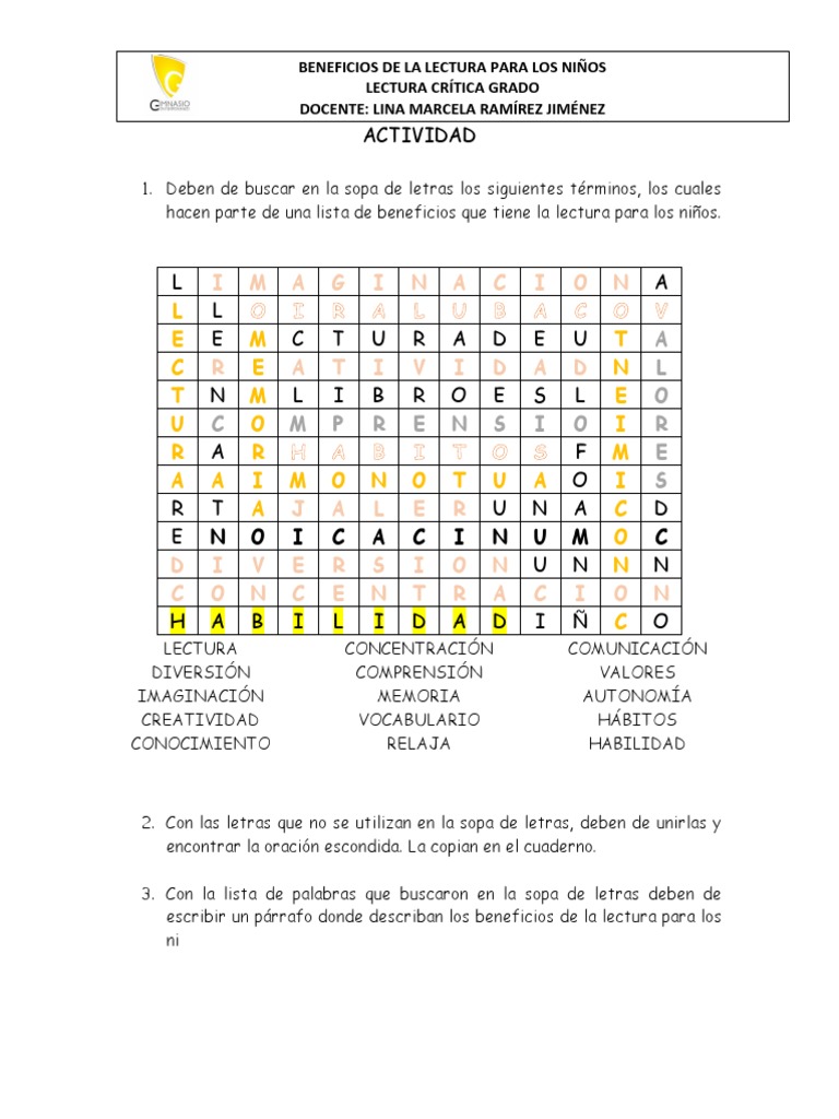 Beneficios de La Lectura | PDF | Relaciones personales, crianza y ...