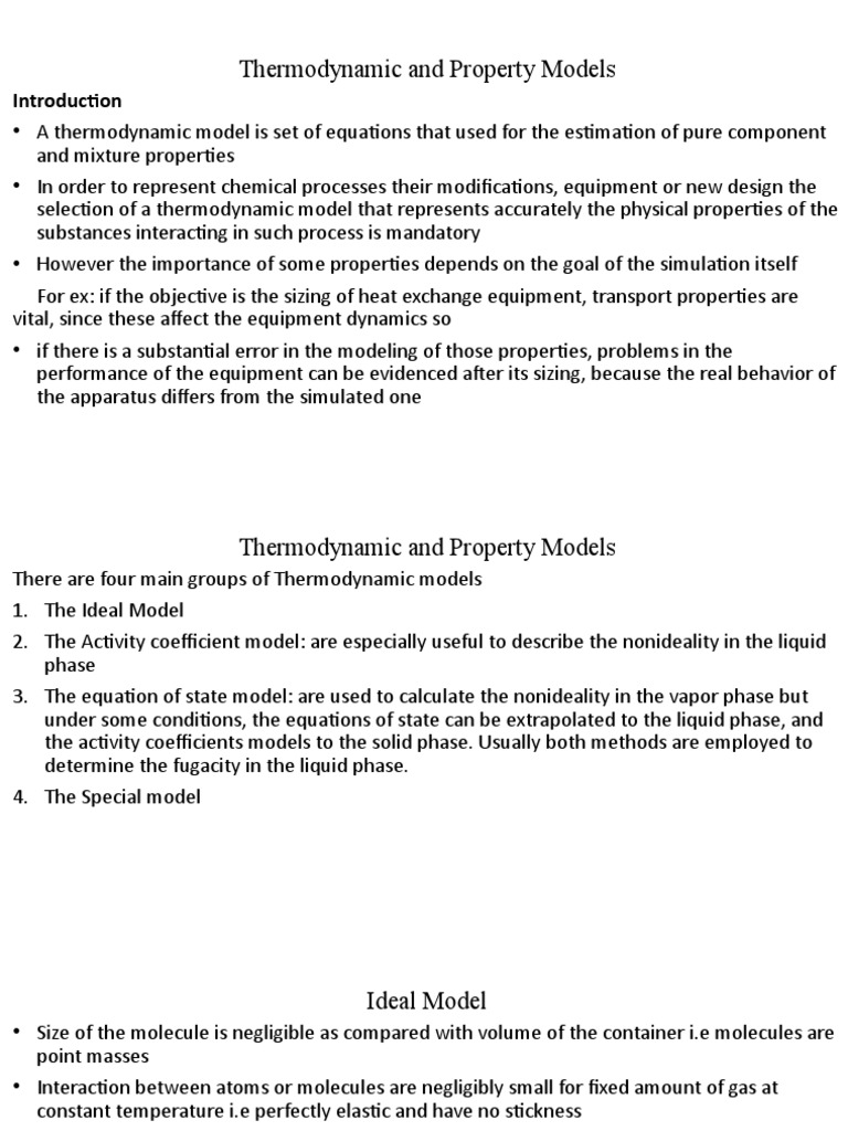 Thermodynamic and Property Models | PDF | Gases | Physical Chemistry