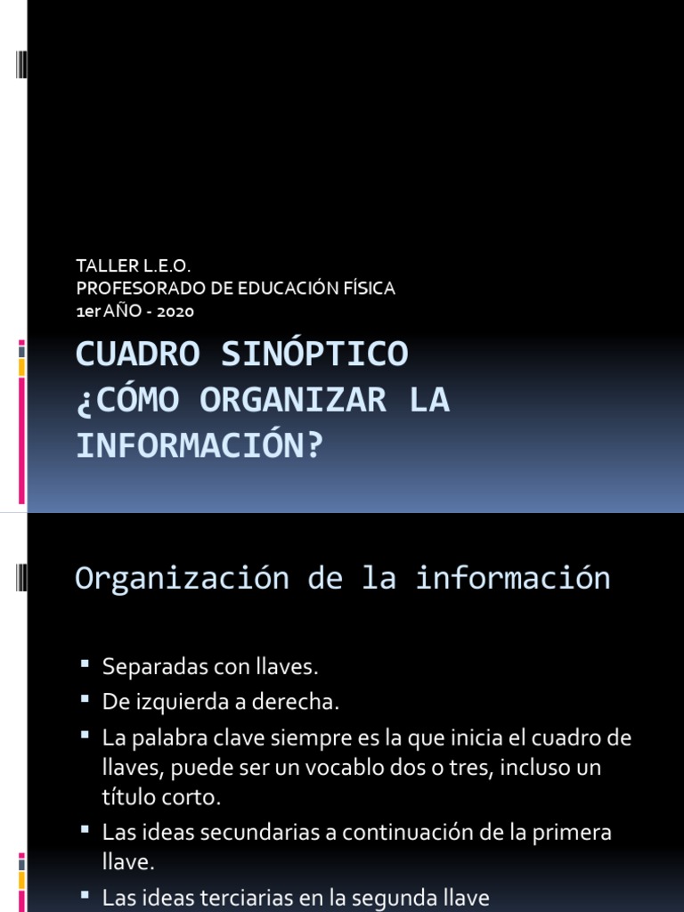CUADRO SINÓPTICO - Organizadores Gráficos | PDF