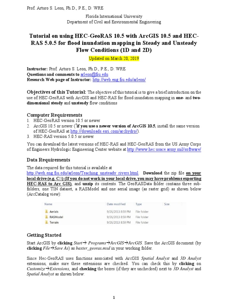 Tutorial On Using Hec-Georas 10.5 With Arcgis 10.5 and Hec-Ras 5.0.5 For Flood Inundation ...