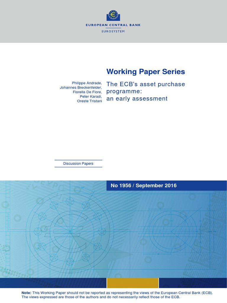 Working Paper Series: The ECB's Asset Purchase Programme: An Early Assessment | Download Free ...