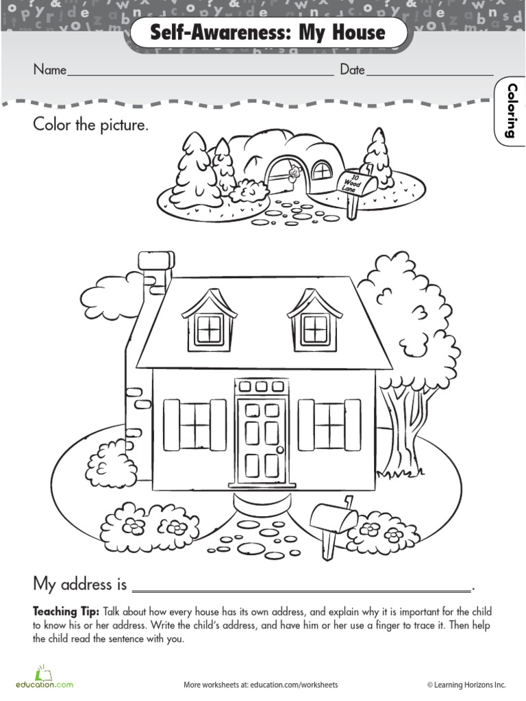 Self-Awareness: My House: Color The Picture | PDF | Language Arts ...