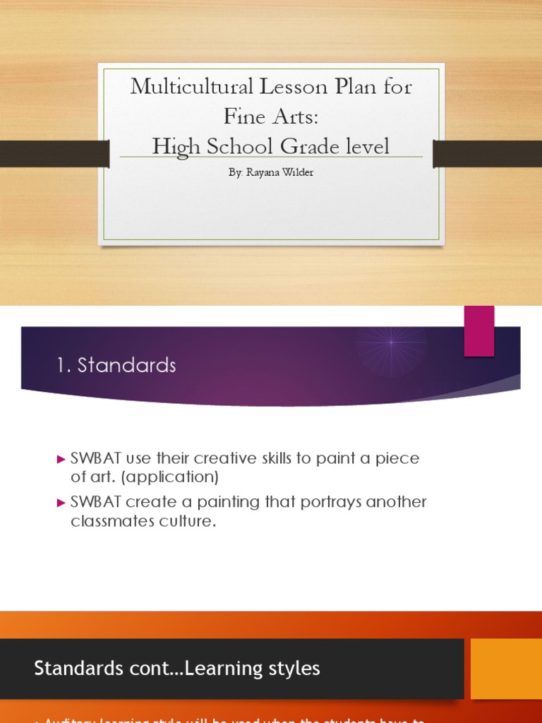 Multicultural Lesson Plan For Fine Arts 1 1 | PDF | Learning Styles ...