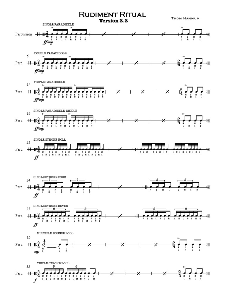 Rudiment Ritual: Percussion FF/MP | PDF | Rhythm And Meter | Drumming