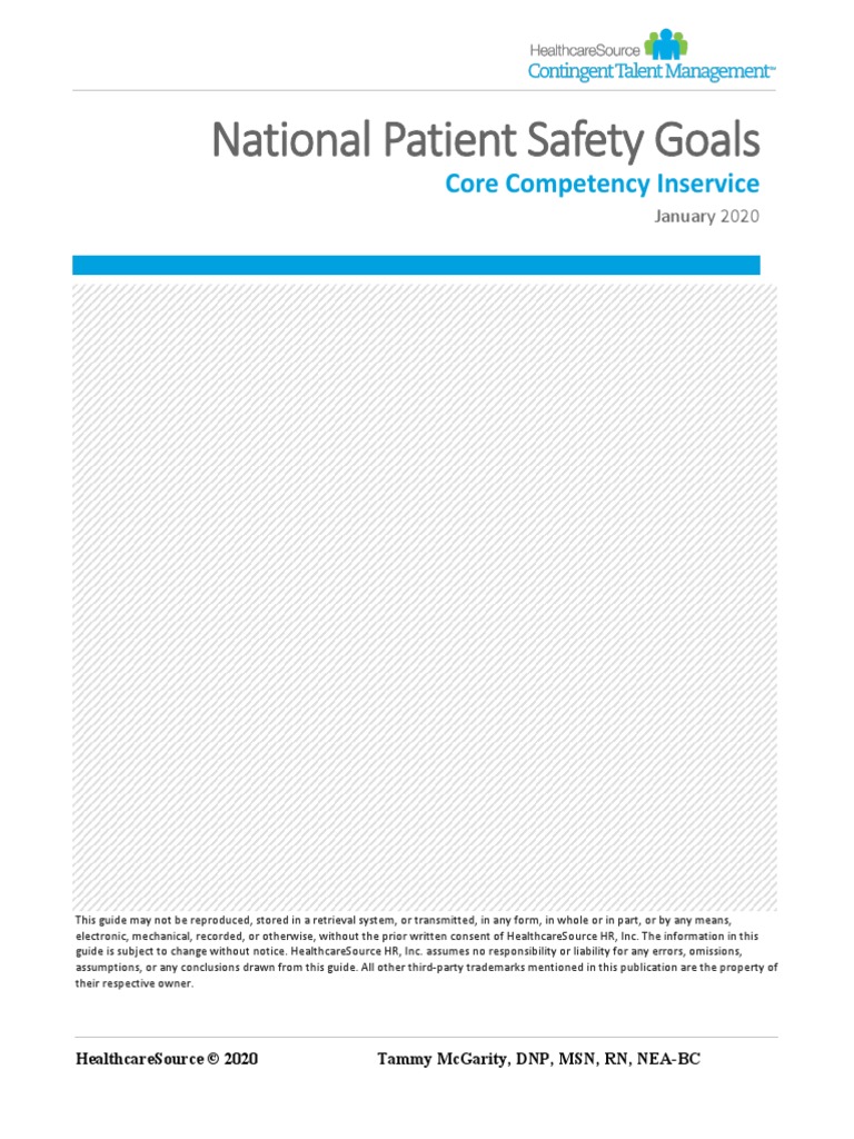 2020 National Patient Safety Goals Inservice 20201 | PDF | Patient ...