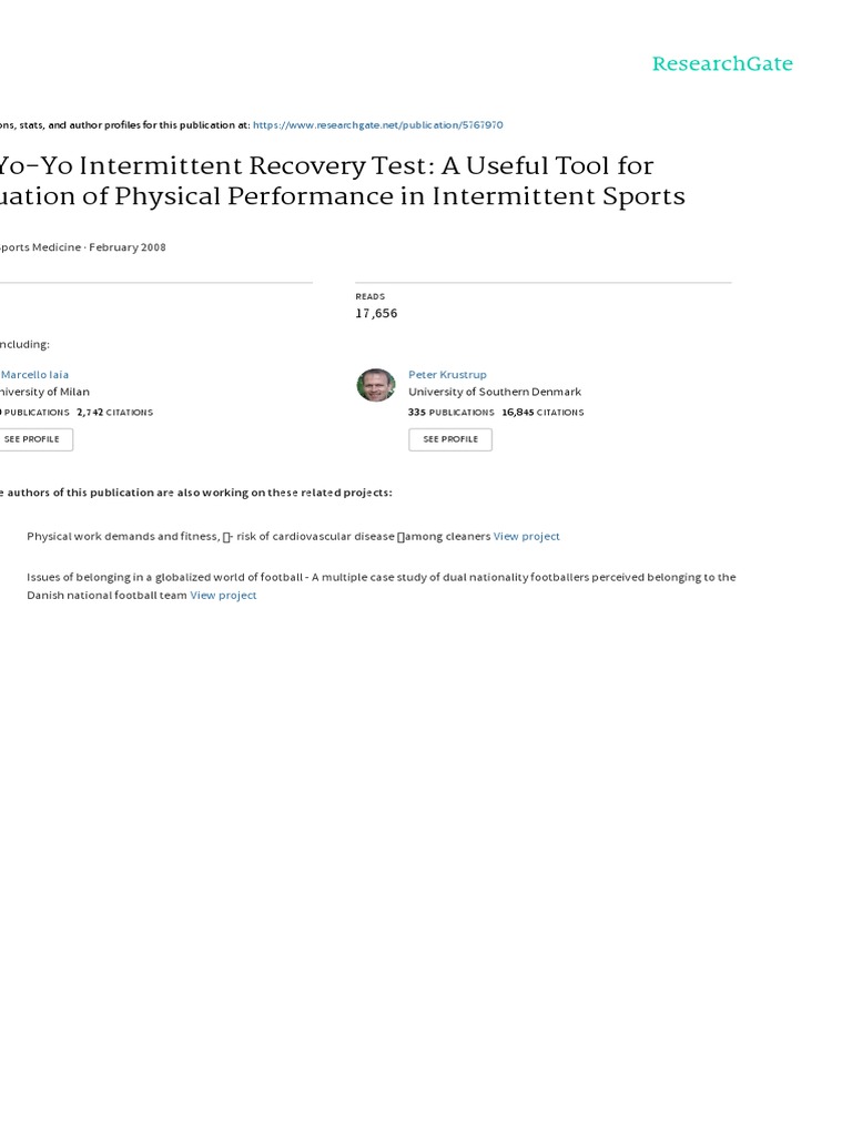 The Yo Yo Intermittent Recovery Test | PDF | Aerobic Exercise | Muscle