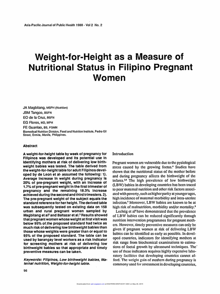 Filipino Pregnant Women Nutrition Study | PDF | Pregnancy | Sensitivity ...