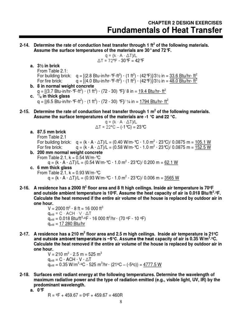 Fundamentals of Heat Transfer: Chapter 2 Design Exercises | PDF ...