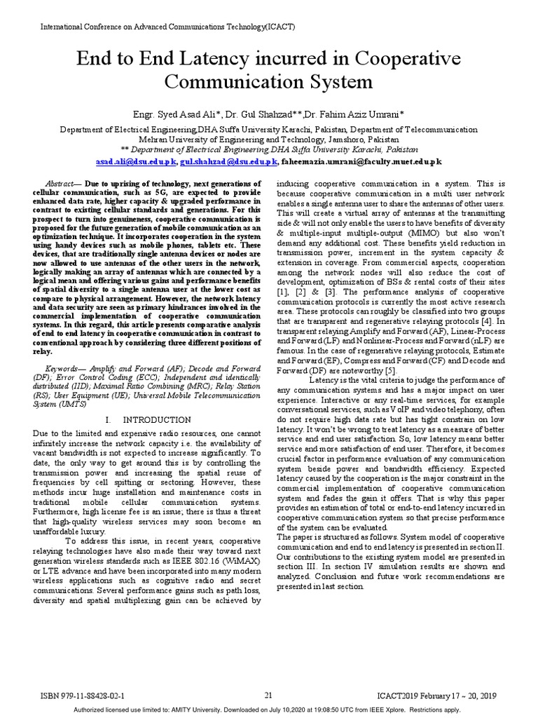 End To End Latency Incurred in Cooperative Communication System | PDF | Latency (Engineering ...