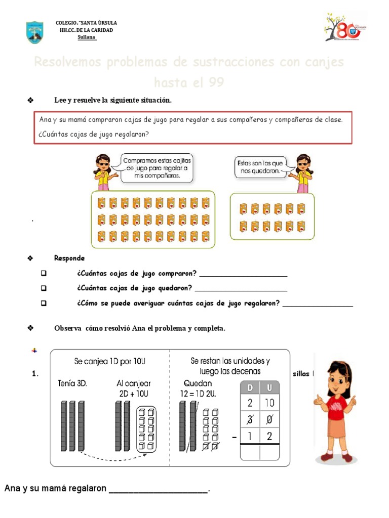 Hojas De Trabajo De Resta Para 2do Grado 100 Problemas Problemas