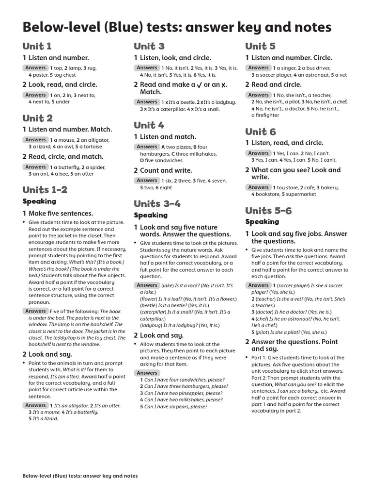 3 Blue Answer Key Notes | PDF | Question | Vocabulary