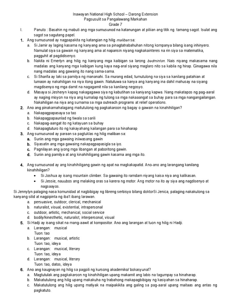 2nd Quarter - Esp7 | PDF