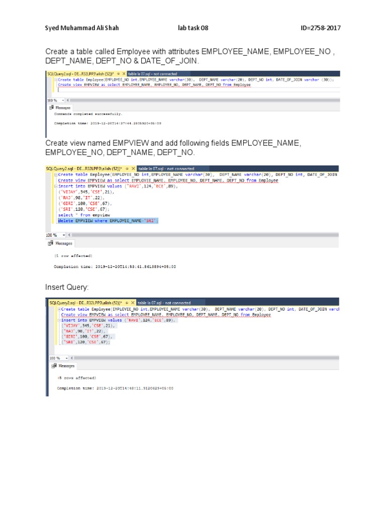 Create A Table Called Employee With Attributes EMPLOYEE - NAME ...