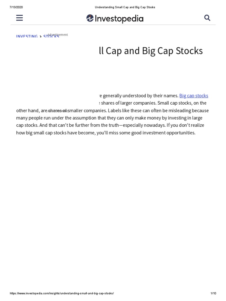 Understanding Small Cap and Big Cap Stocks | PDF | Market ...