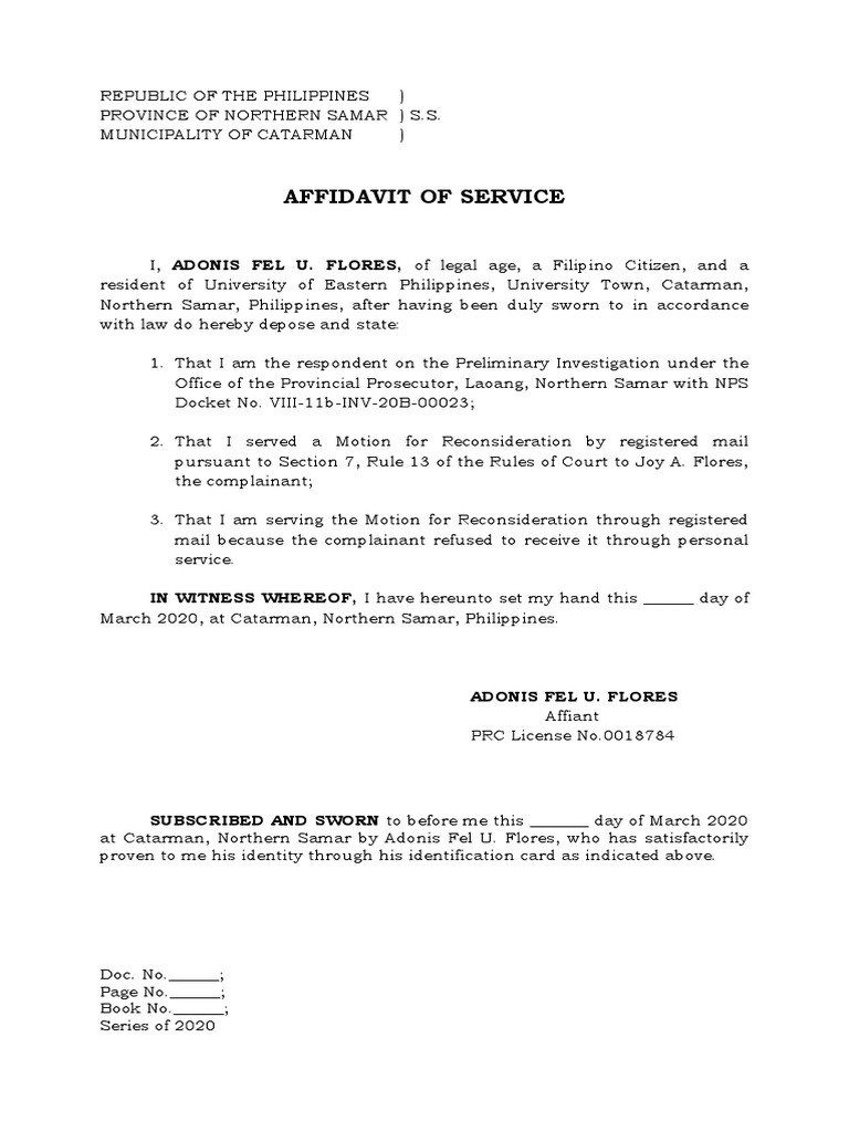 Affidavit of Service