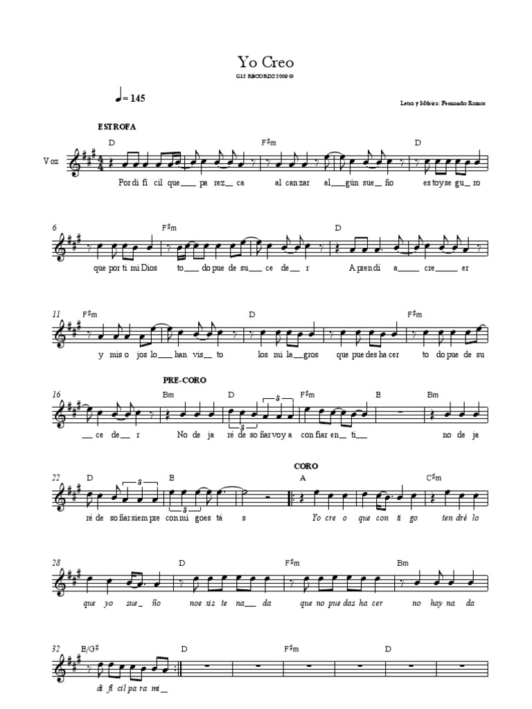 Yo Creo G12 Partitura | PDF