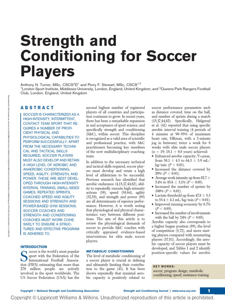 Strength and Conditioning For Soccer Players | PDF | High Intensity ...