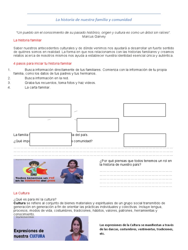 Sesion 3 La Historia de Nuestra Familia y Comunidad | PDF | Tradiciones ...