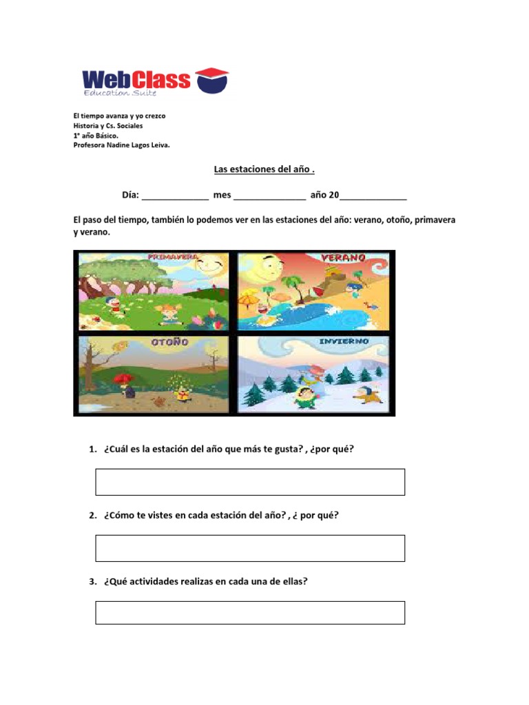 Las Estaciones Del Año 1 Basico | PDF
