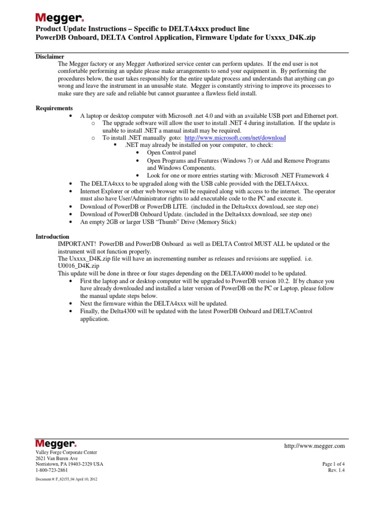 Product Update Instructions - Specific To Delta4Xxx Product Line ...