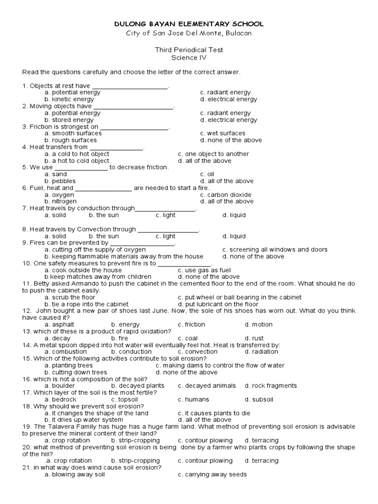 Understanding Key Concepts in Science and Weather: A Periodical Exam ...