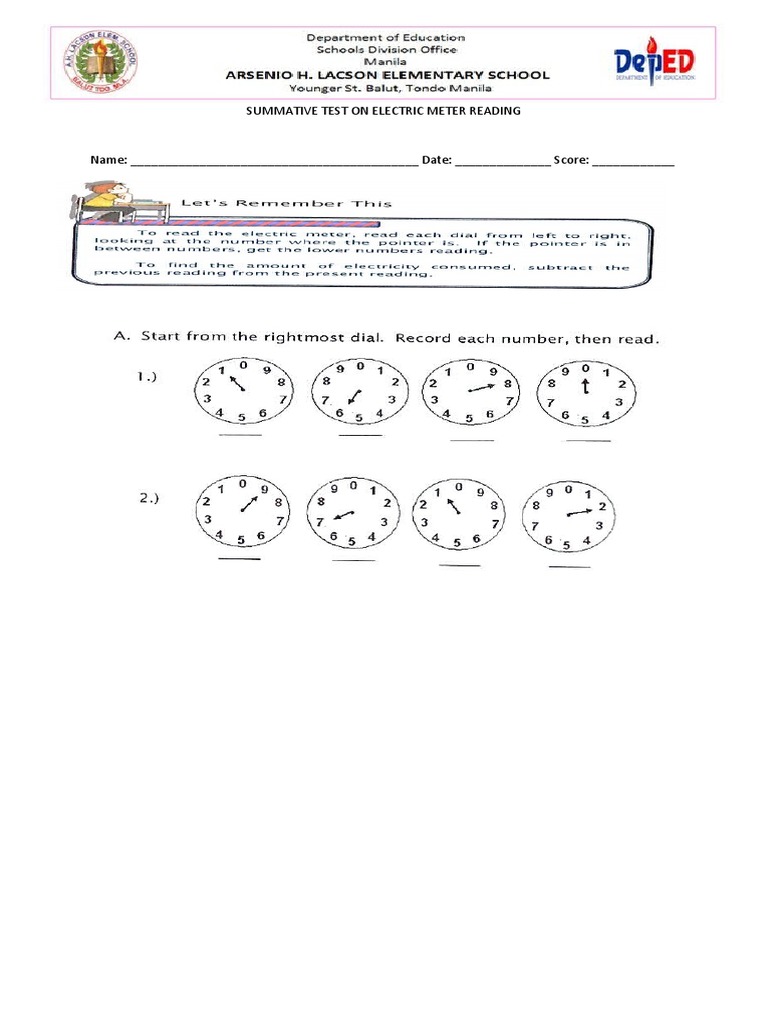 Activity Electric Meter 1 | PDF