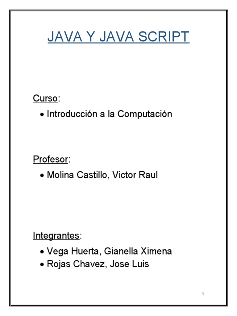 JAVA Y JAVA SCRIPT Informe | PDF | Script Java | Java (lenguaje de programación)