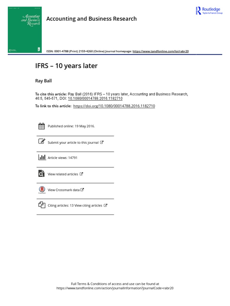 IFRS - 10 Years Later: Accounting and Business Research | PDF ...