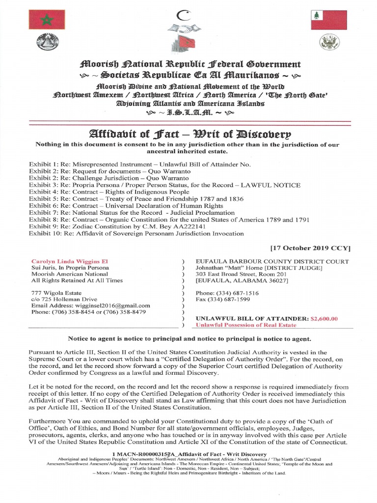 Macn-R000003153 Carolyn Linda Wiggins El Writ of Discovery, Quo ...