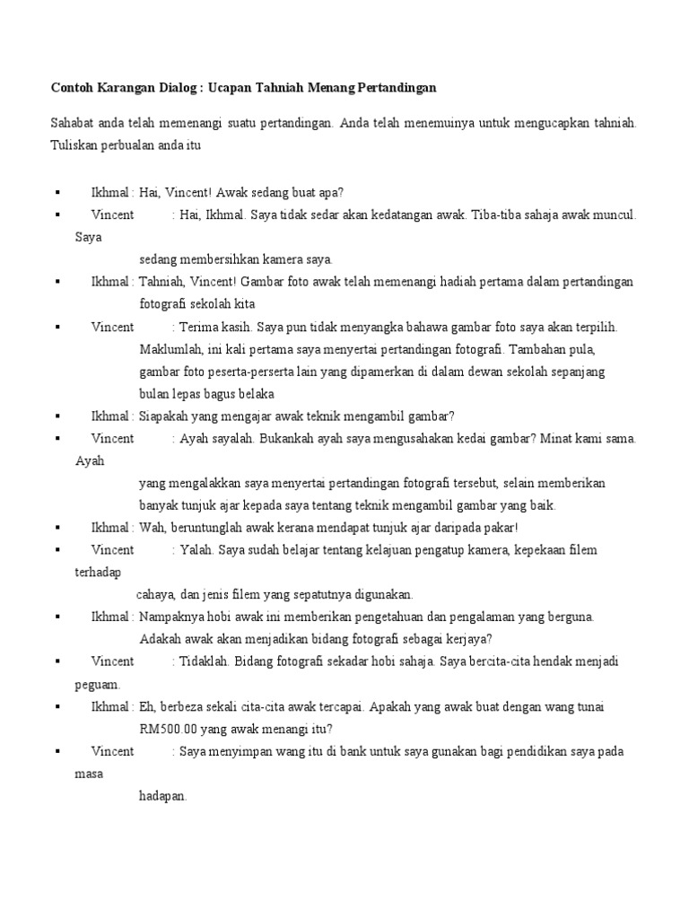 Contoh Karangan Dialog | PDF