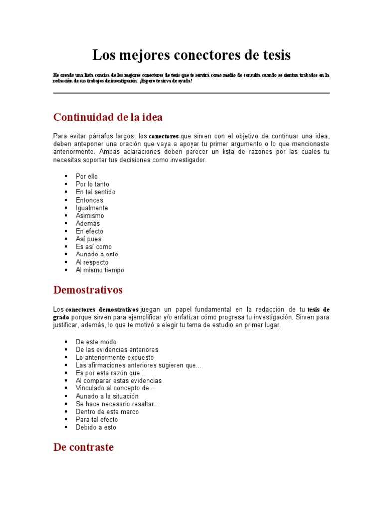 Mejores conectores para tesis | PDF | Epistemología | Cognición