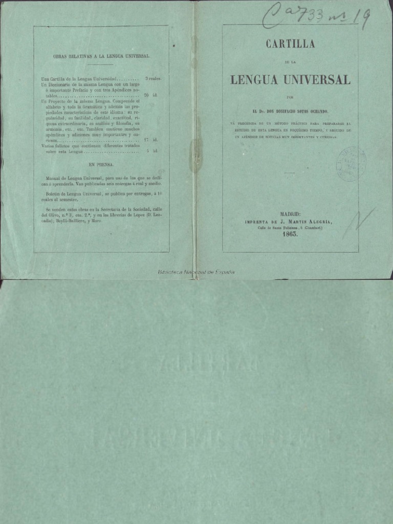 Bonifacio Sotos Ochando - Cartilla de La Lengua Universal 2 (1863) | PDF | Conjugación ...