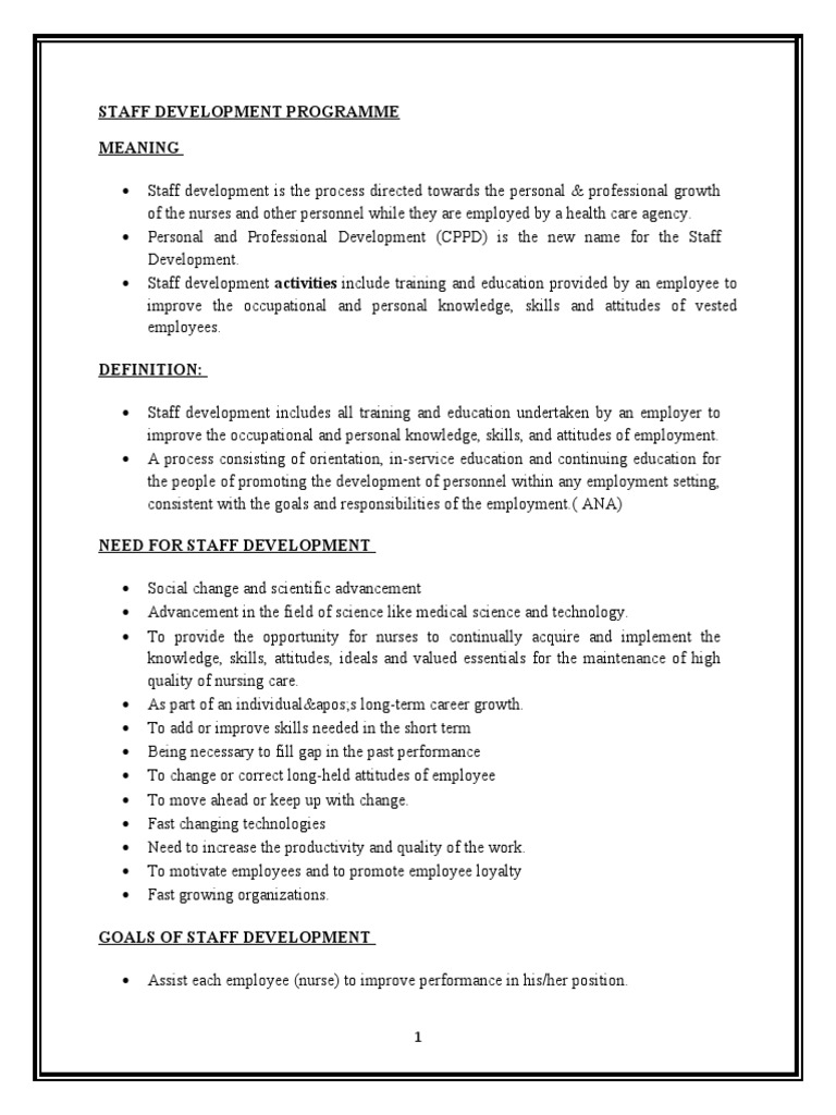 Staff Development Programme | PDF | Nursing | Hospital