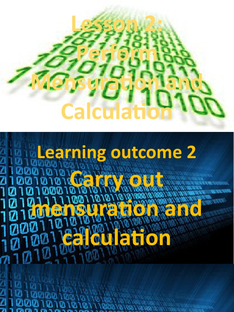 Lesson 2: Perform Mensuration and Calculation | Download Free PDF | Bit ...