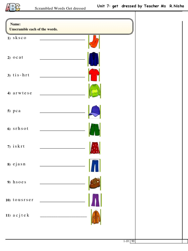 Get Dressed Worksheet 2 | PDF