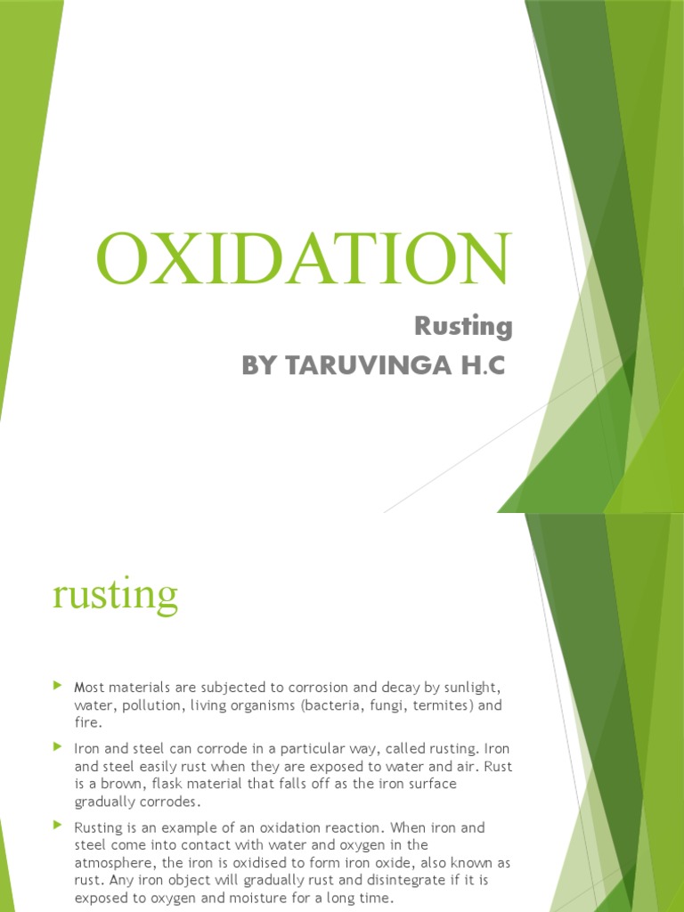 Oxidation: Rusting by Taruvinga H.C | PDF | Rust | Galvanization