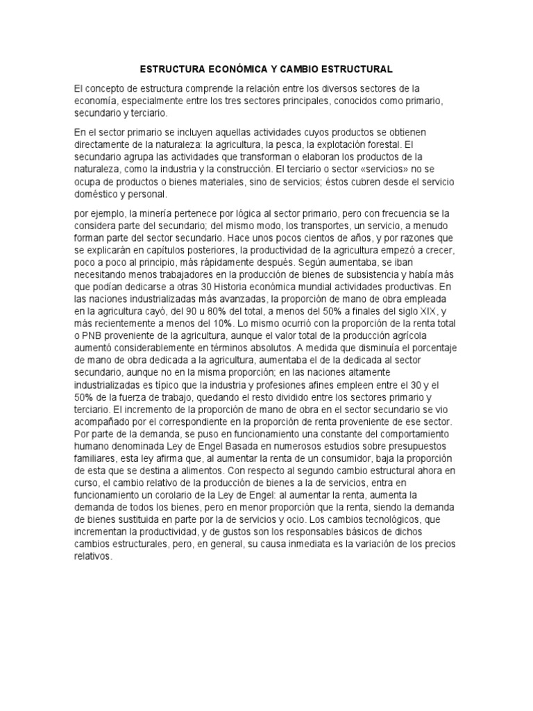 Estructura Económica y Cambio Estructural | PDF | Sector terciario de ...