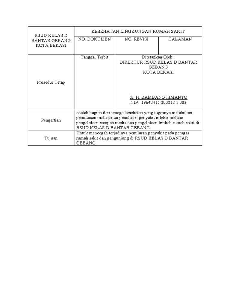 Sop Kesling | PDF | Pengembangan Diri | Kesehatan Holistik