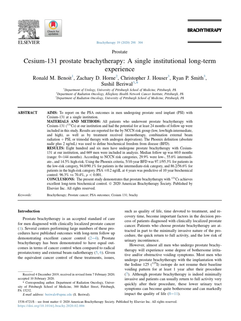 Cesium 131 Prostate Brachytherapy | PDF | Prostate Cancer | Prostate ...