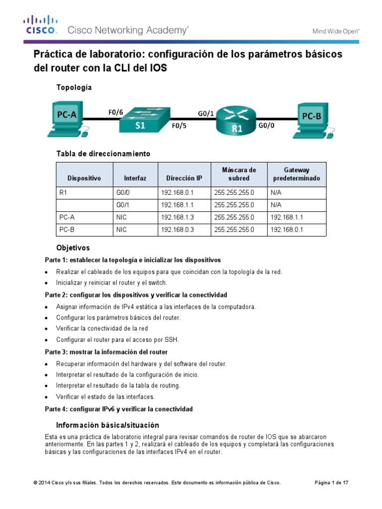 4.1.4.6 Lab - Configuring Basic Router Settings With IOS CLI | PDF | Enrutador (Computación ...