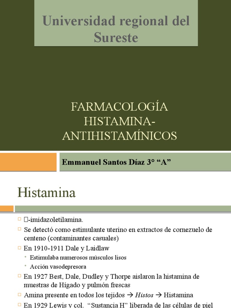 Histamina y Antihistamínicos: Funciones y Clasificación | PDF ...
