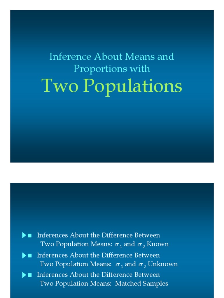 Inference About 2 Population Means | PDF | Student's T Test | Sample ...