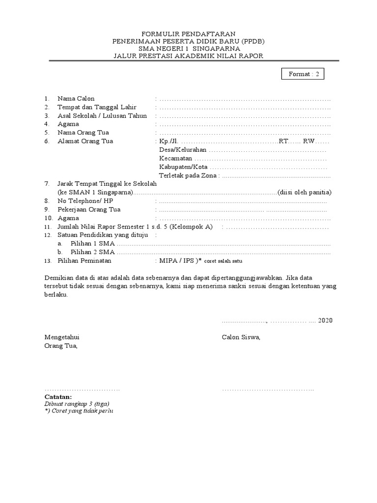 FORM 2 JALUR PRESTASI AKADEMIK NILAI RAPOR-dikonversi | PDF | Karier ...