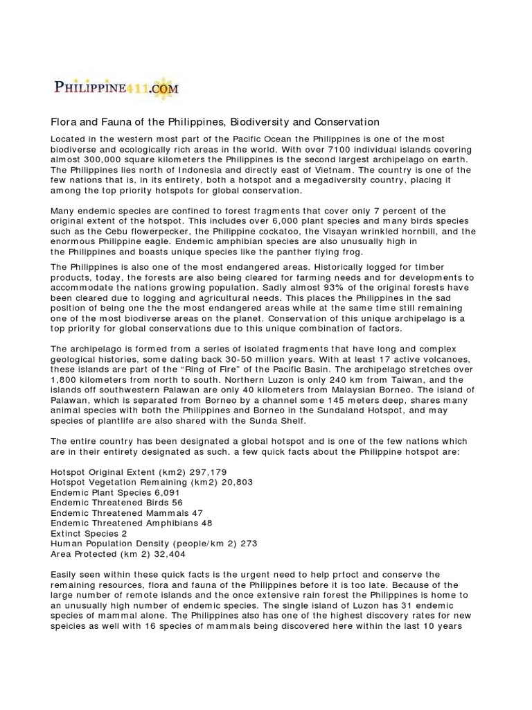 Biodiversity and Conservation in the Philippines | PDF | Philippines ...