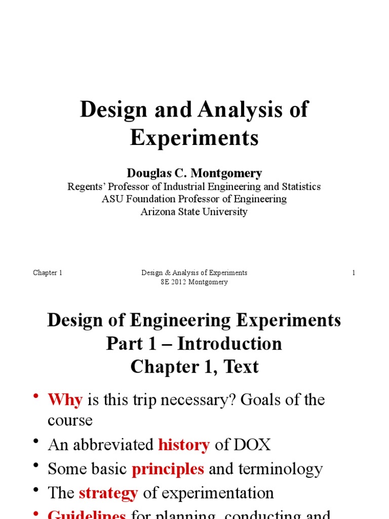Design and Analysis of Experiments: Douglas C. Montgomery | PDF ...